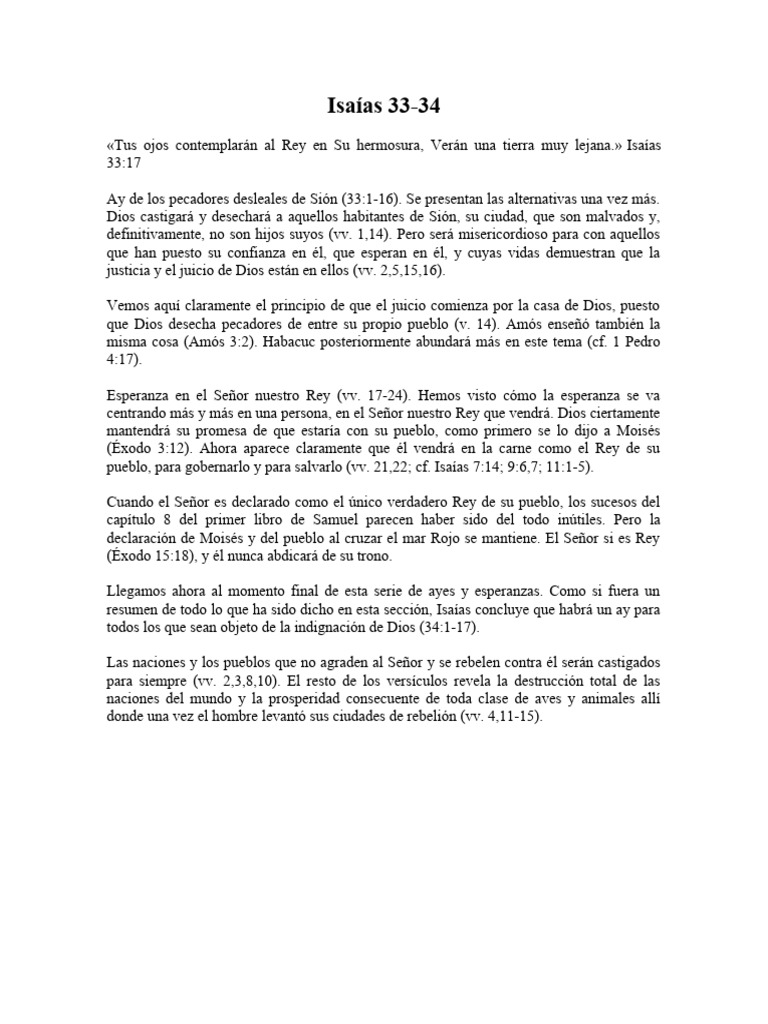 Juicio y Esperanza en Isaías 33-34 | PDF