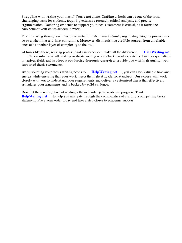 Evidence To Support Thesis Statement | PDF