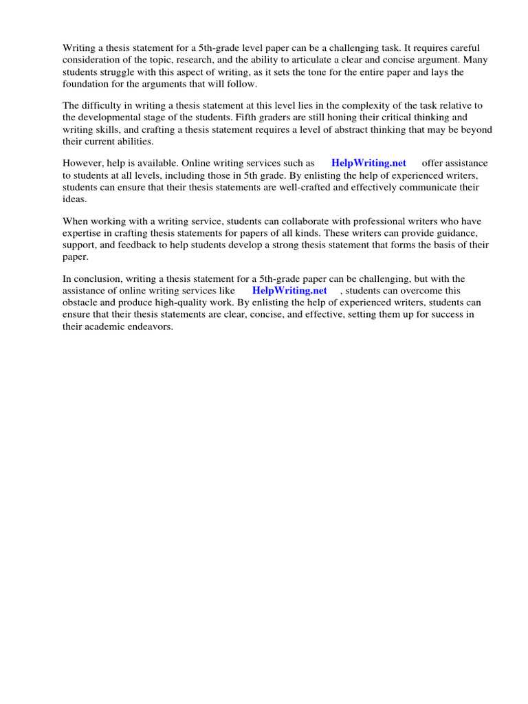 Writing A Thesis Statement 5th Grade | PDF