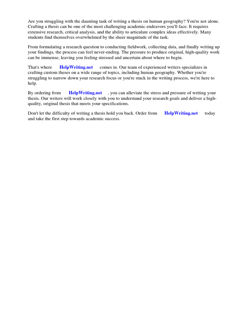 Human Geography Thesis Ideas | PDF | Foreign Language Studies