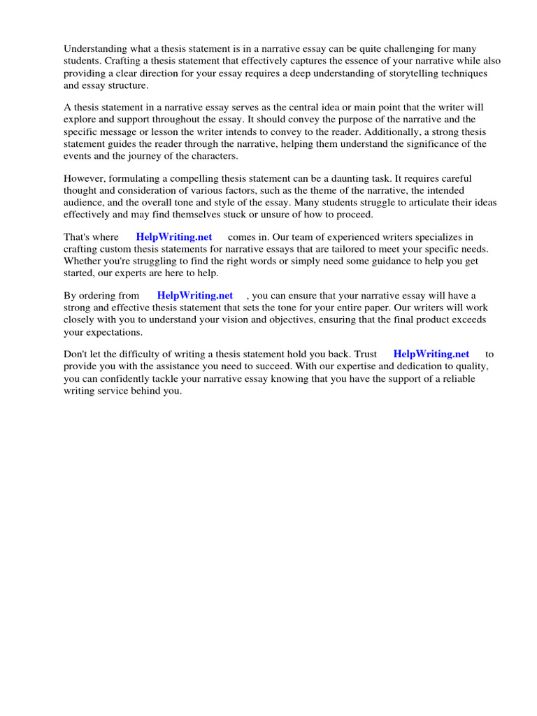 What Is A Thesis Statement in A Narrative Essay | PDF | Essays | Narrative