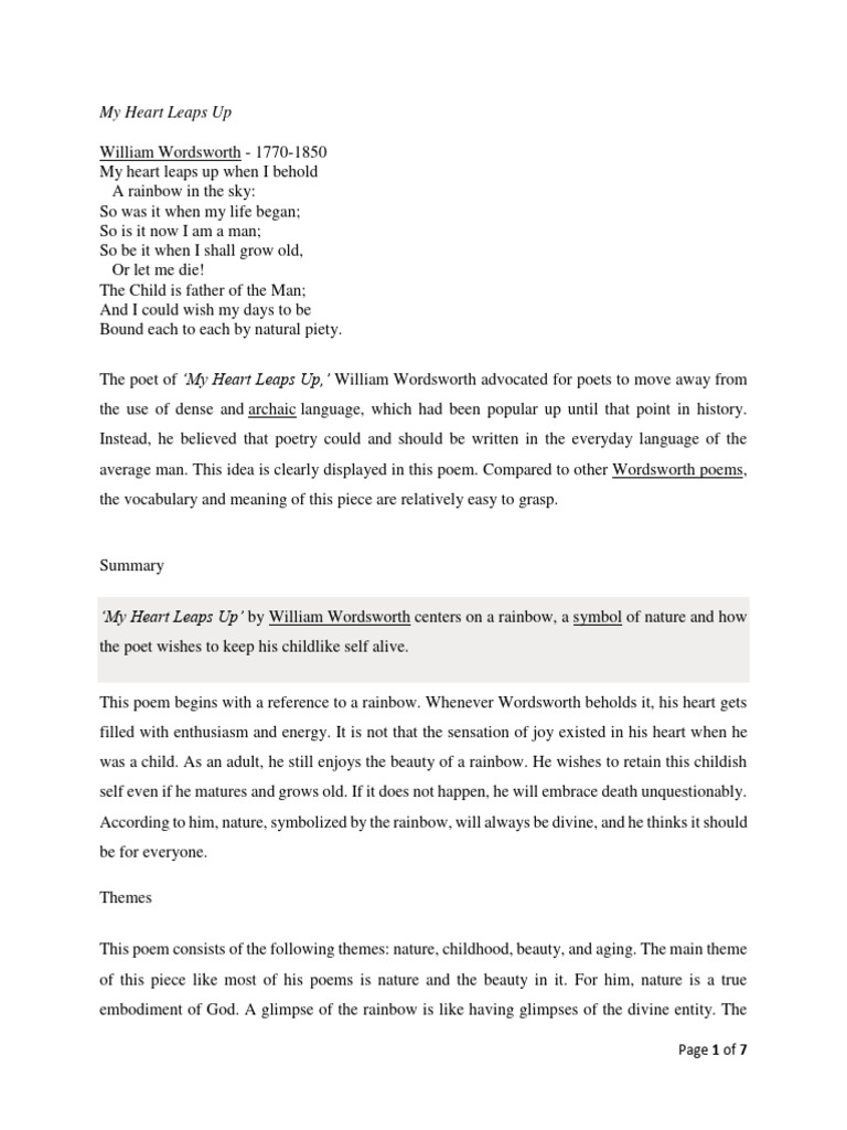 My Heart Leaps Up | PDF