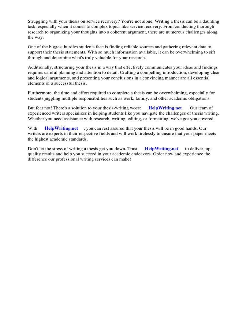 Service Recovery Thesis | PDF | Customer Satisfaction | Customer