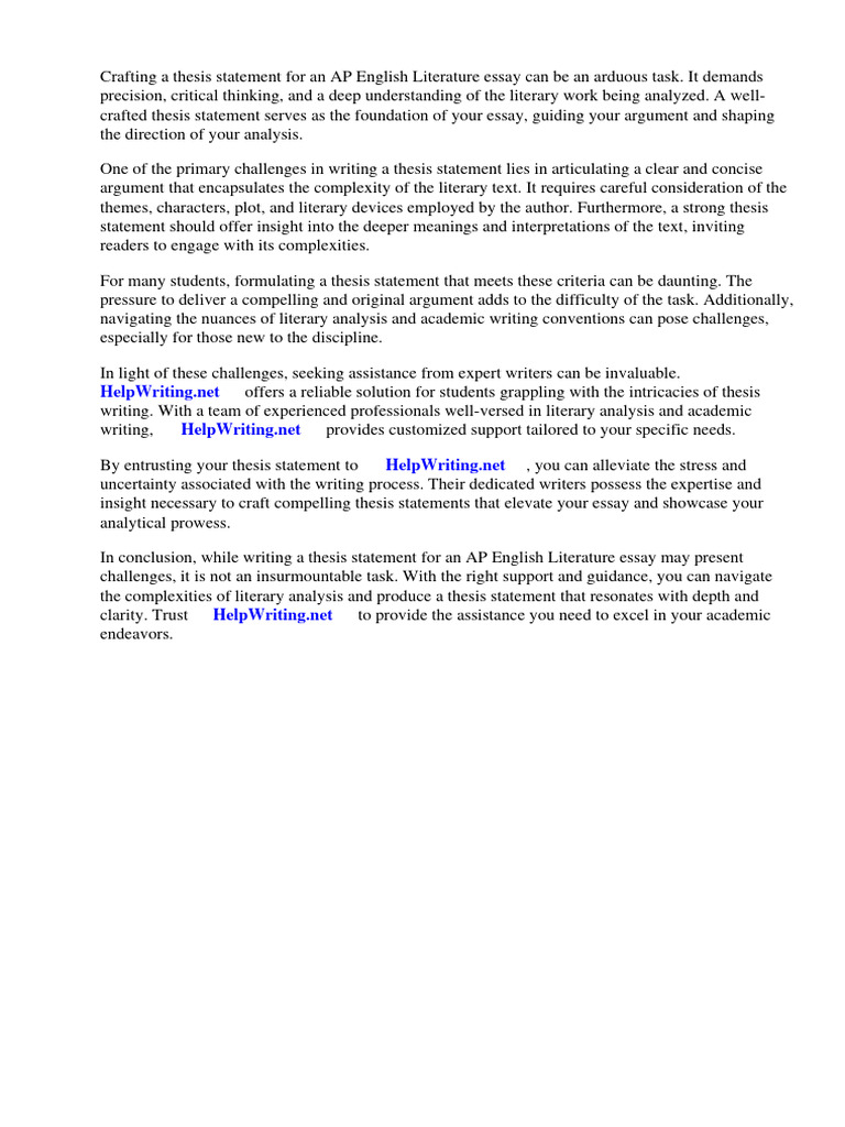 AP English Literature Thesis Statement | PDF | Essays | Thesis