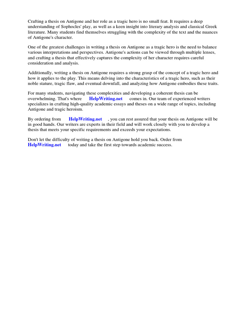 Antigone Thesis Statement Tragic Hero | PDF | Oedipus | Hero