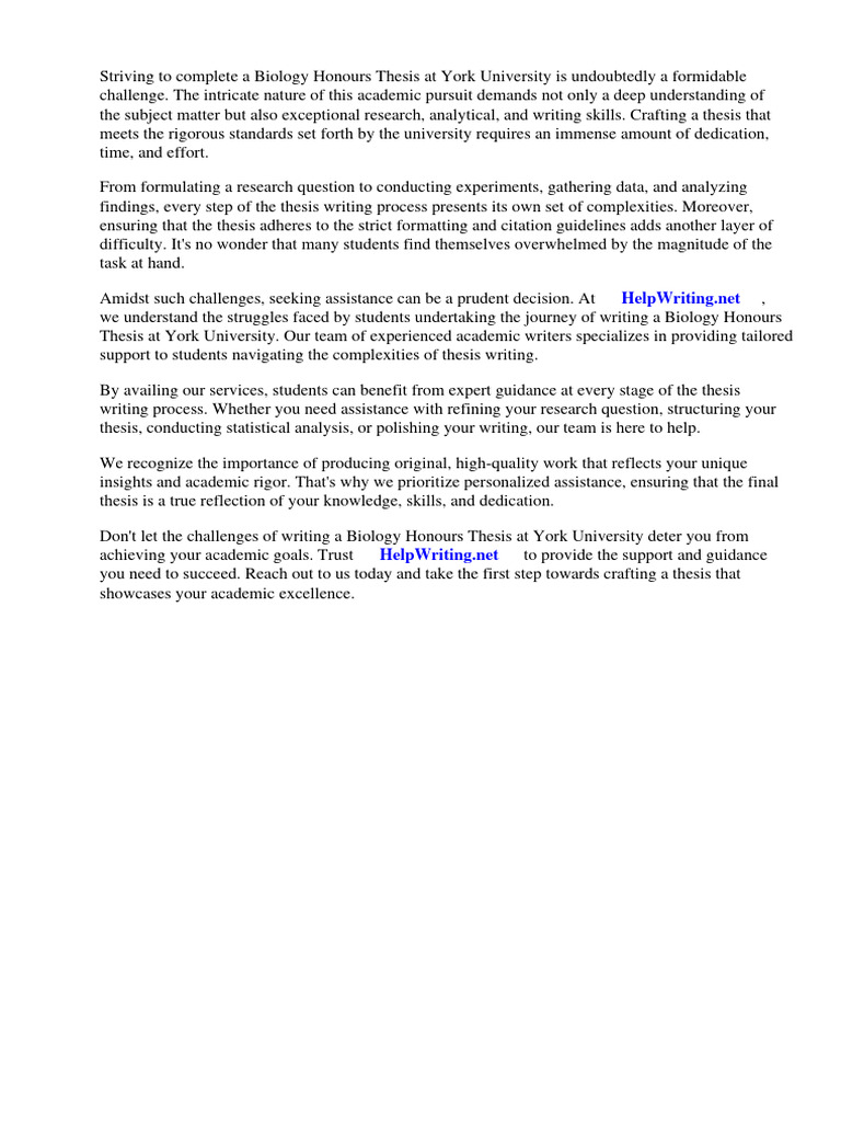 York University Biology Honours Thesis | PDF | Flowers | Thesis