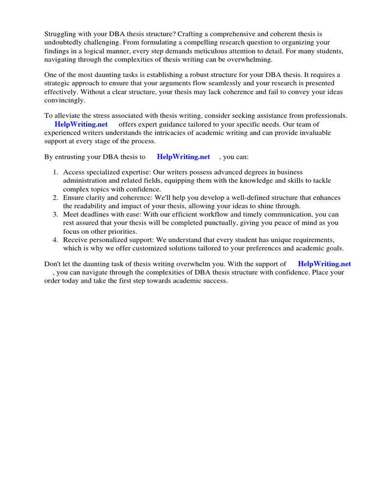 DBA Thesis Structure | PDF | Thesis | Methodology