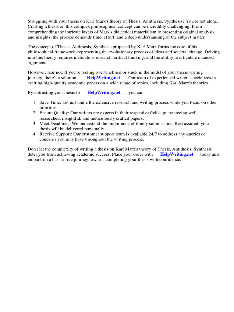 Karl Marx Theory of Thesis Antithesis Synthesis | PDF