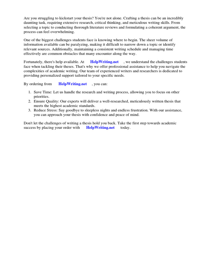 How To Start My Thesis | PDF