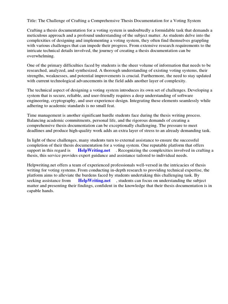 Thesis Documentation For Voting System | PDF