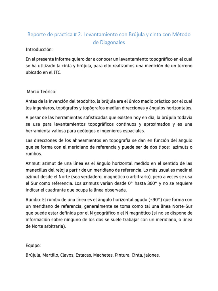 Reporte de Practica 2 | PDF | Azimut | Brújula