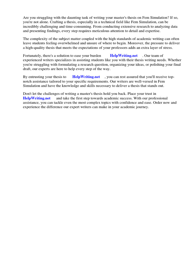 Master Thesis Fem Simulation | PDF | Simulation | Thesis