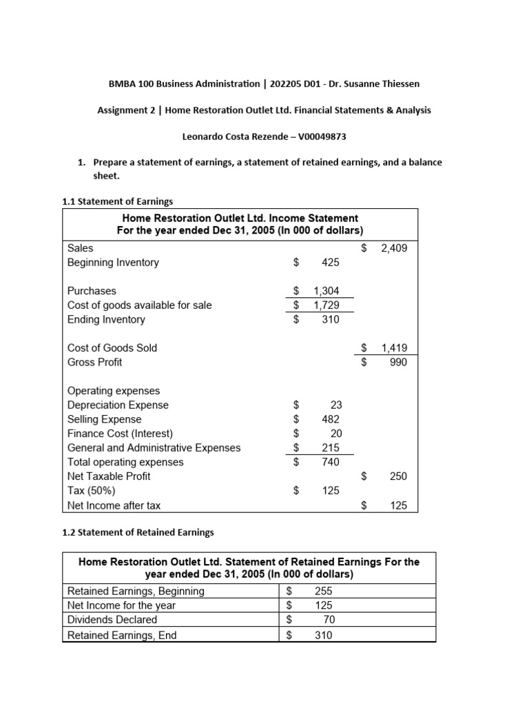 Assignment 2 | PDF | Retained Earnings | Expense