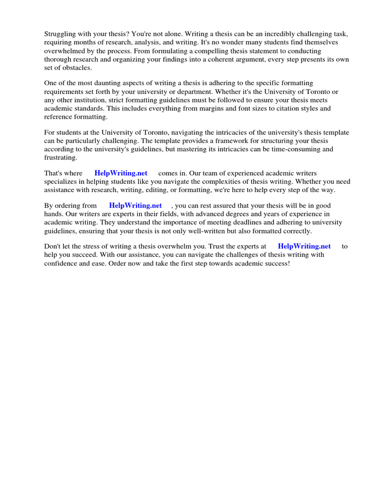 University of Toronto Thesis Template | PDF | Thesis | Abstract (Summary)