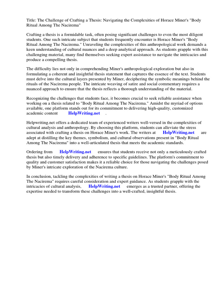 Thesis Help for Anthropology Students | PDF