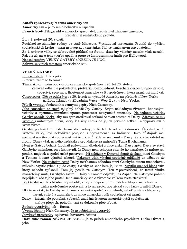 Téma Amerického Snu | PDF