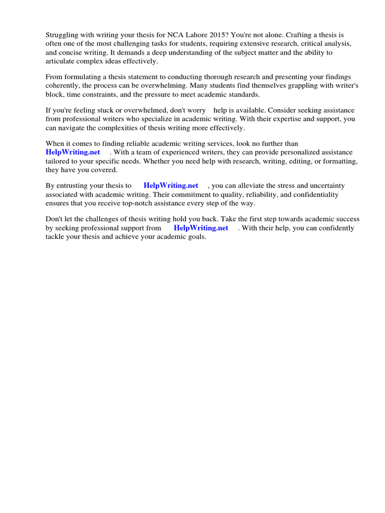 Nca Lahore Thesis 2015 | PDF | Pakistan | Thesis