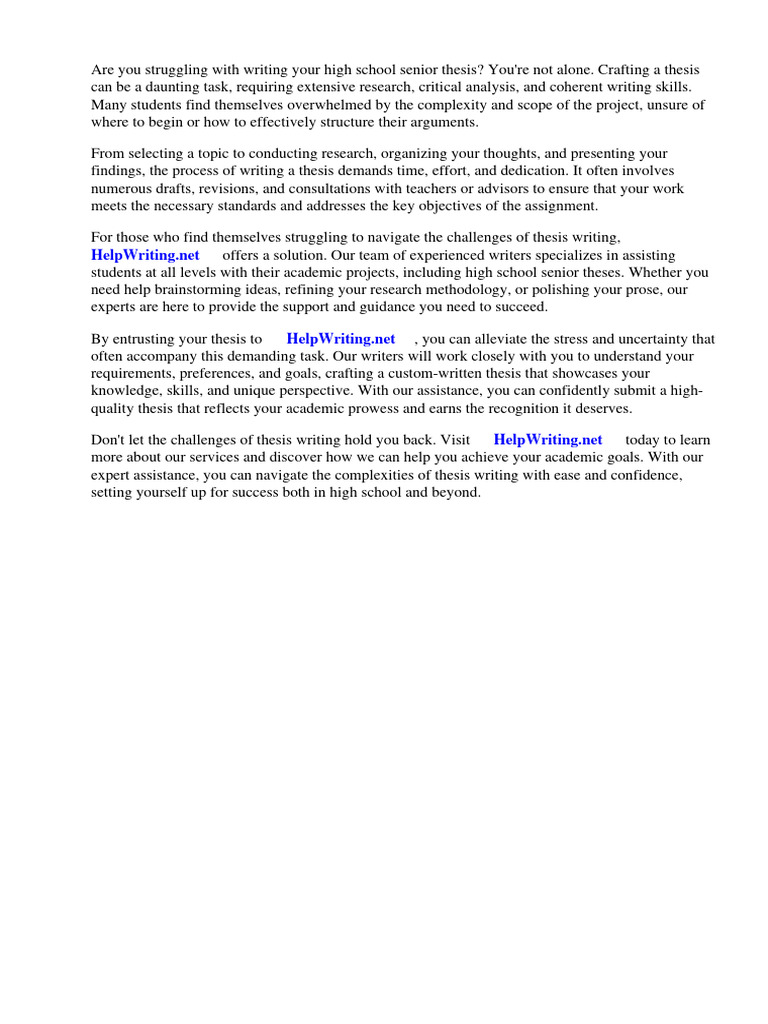 High School Senior Thesis Guidelines | PDF | Thesis | Autonomy