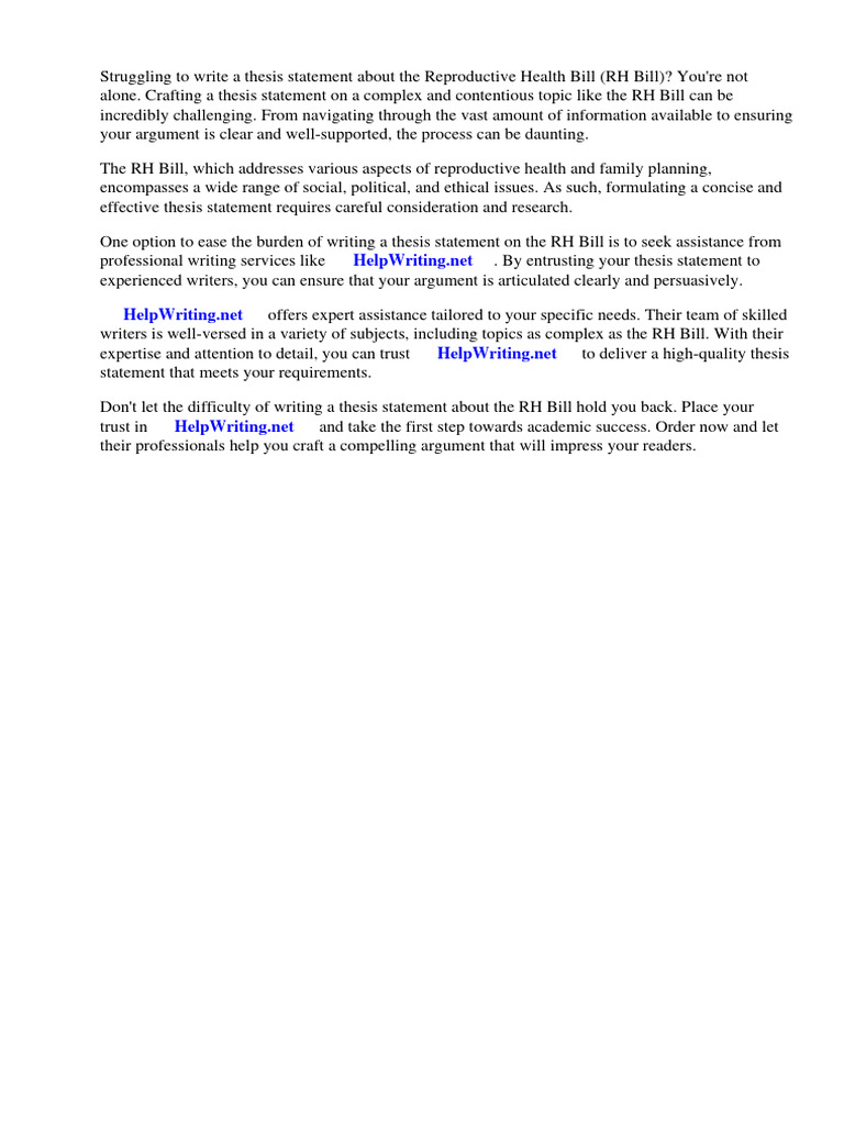 Thesis Statement About RH Bill | PDF | Wetland | Employment