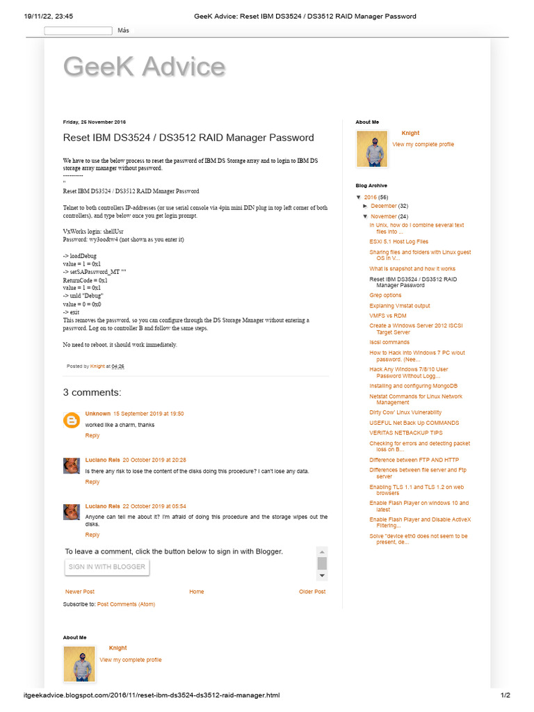GeeK Advice - Reset IBM DS3524 - DS3512 RAID Manager Password | PDF ...