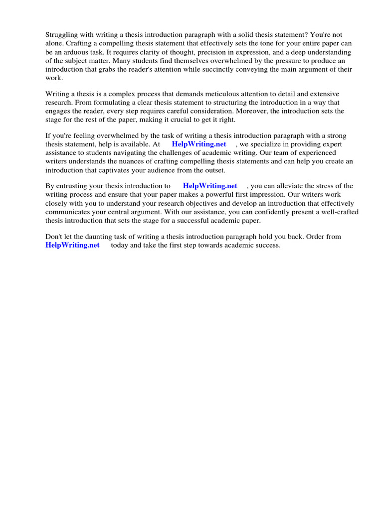 Example of Introduction Paragraph With Thesis Statement | PDF | Essays ...