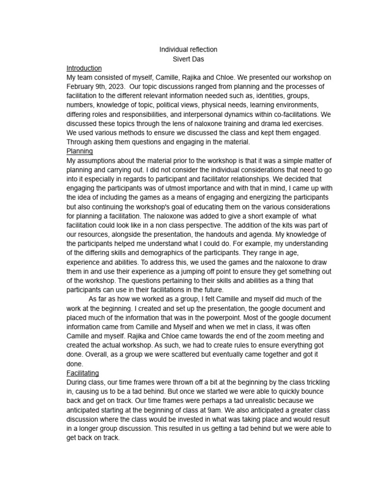 Individual Reflection 1 | PDF