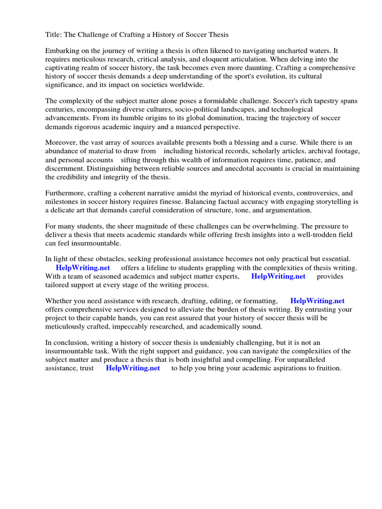 History of Soccer Thesis Statement | PDF | Association Football | Thesis
