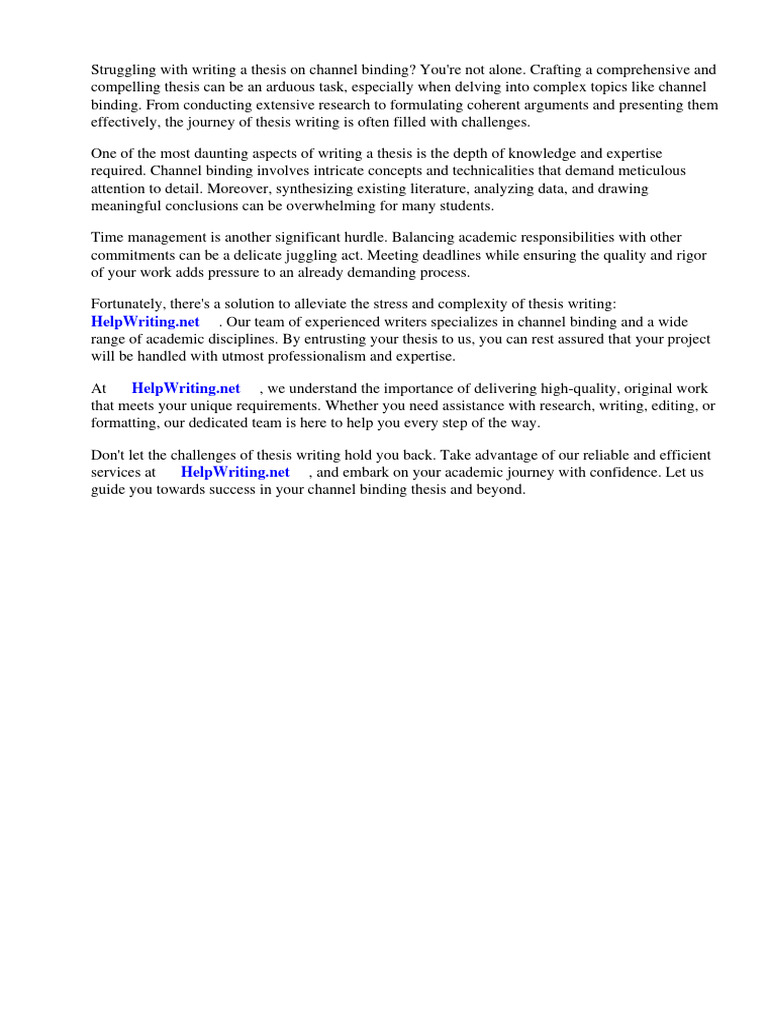 Channel Binding Thesis | PDF | Bookbinding | Thesis