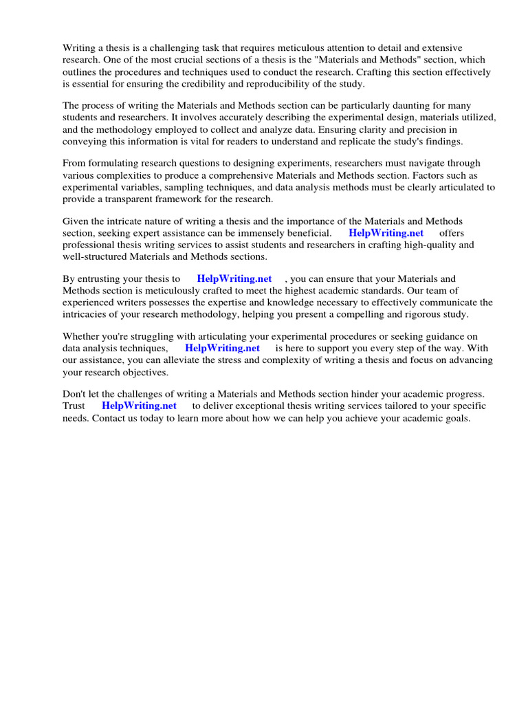 How To Write Materials and Methods in Thesis | PDF | Career & Growth
