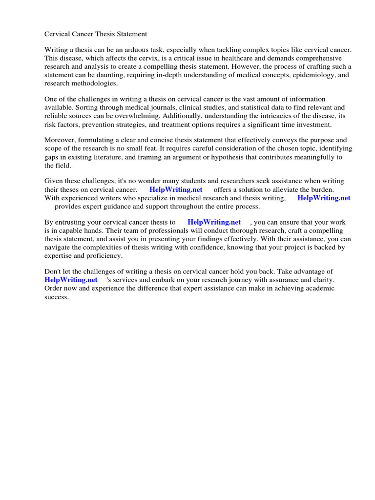 Cervical Cancer Thesis Statement | PDF | Cervical Cancer | Cancer