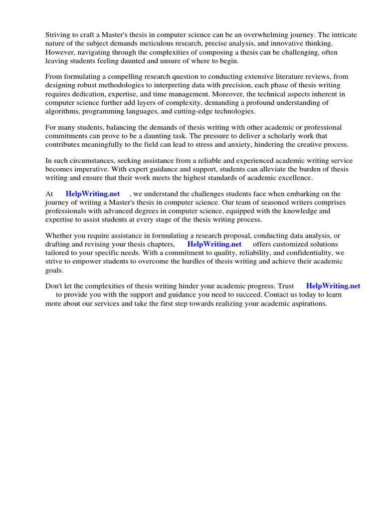 How To Write A Masters Thesis in Computer Science | PDF | Thesis | Computer Science