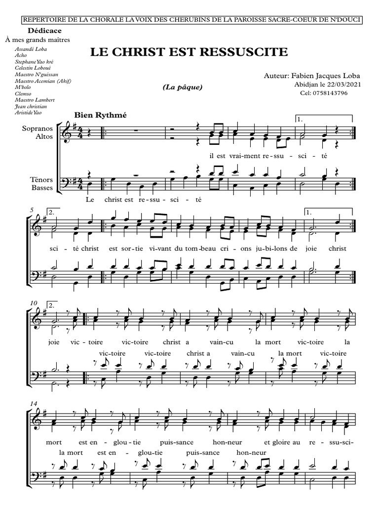 LE CHRIST EST RESSUSCITE - Partition Complète | PDF | Voix humaine | Alphabet latin