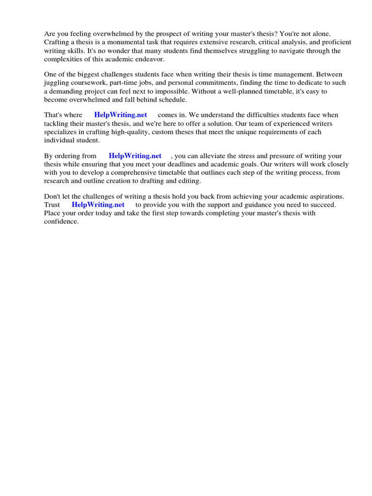 Time Table Master Thesis | PDF
