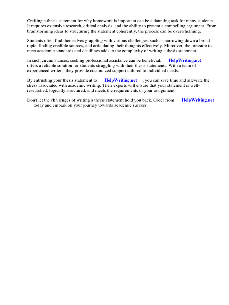 Thesis Statement For Why Homework Is Important | PDF