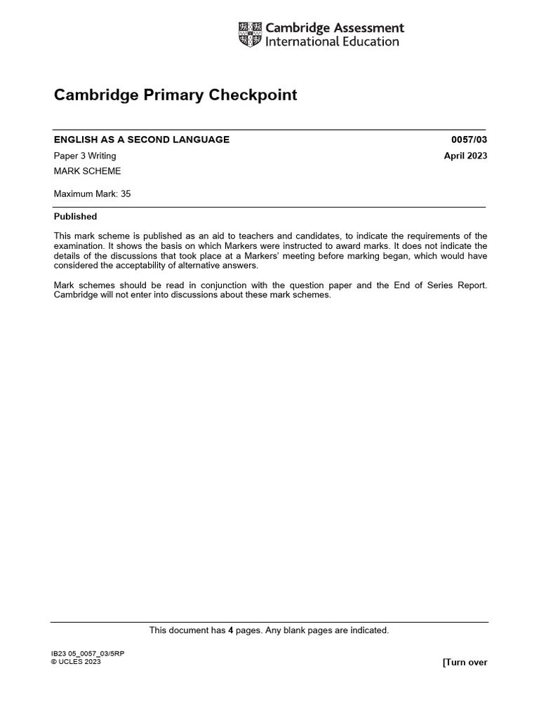 Paper 3 - Writing Marking Scheme | PDF