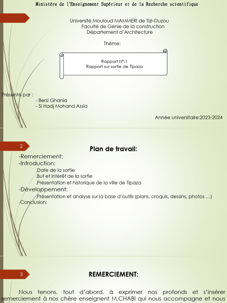 Rapport de sortie pédagogique à Tipaza | PDF