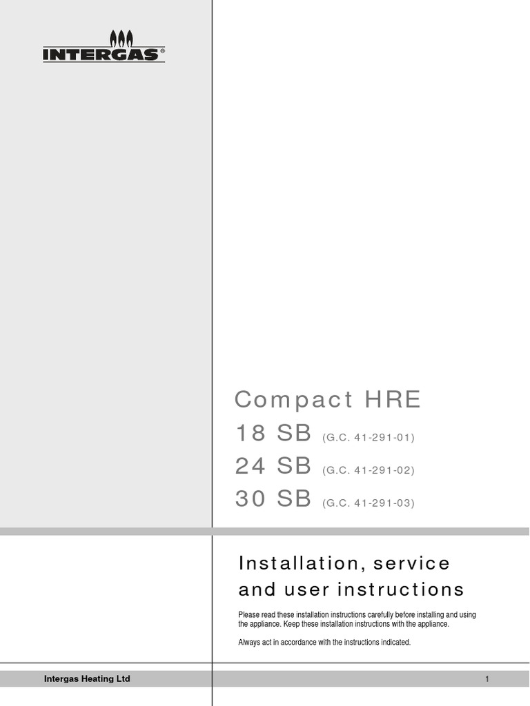 Intergas Compact HRE SB Installation Manual | PDF | Thermostat | Water ...