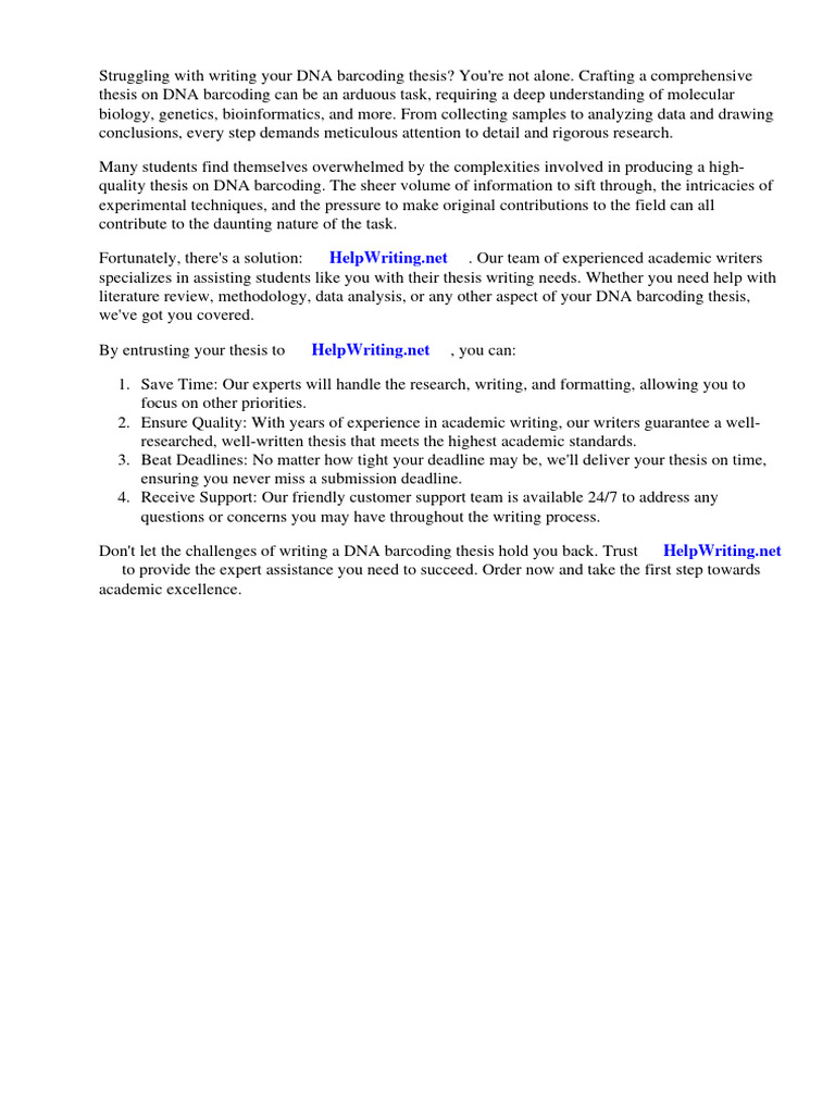 Dna Barcoding Thesis | Download Free PDF | Species | Bioinformatics