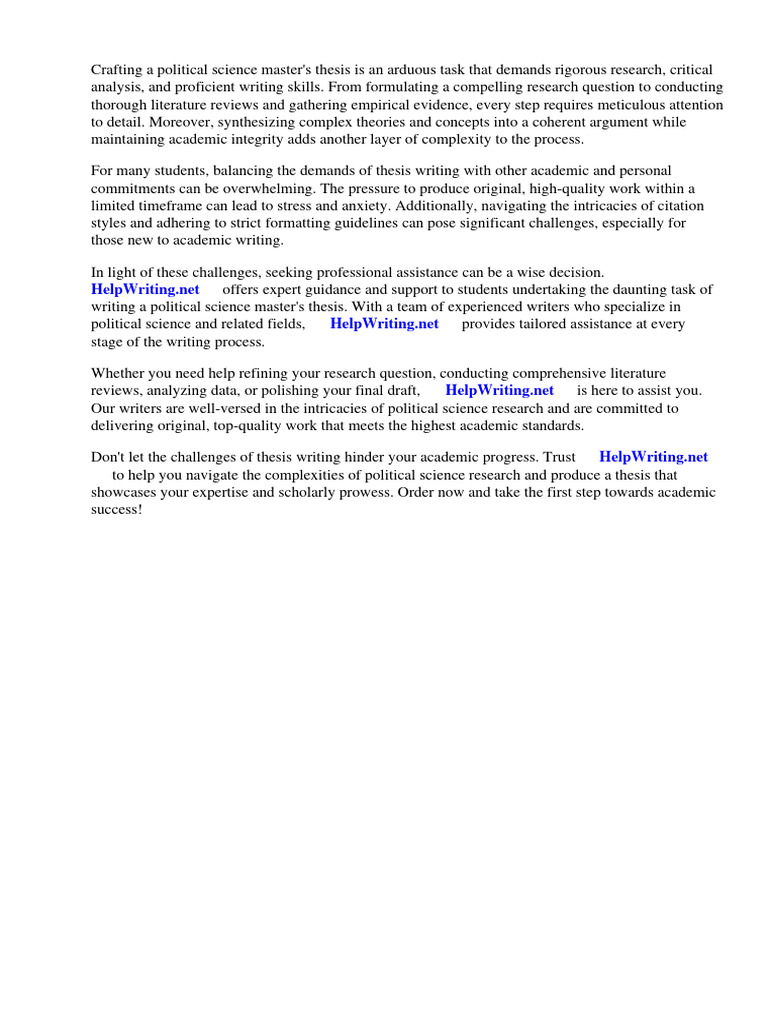 Political Science Masters Thesis Example | PDF | Thesis | Science