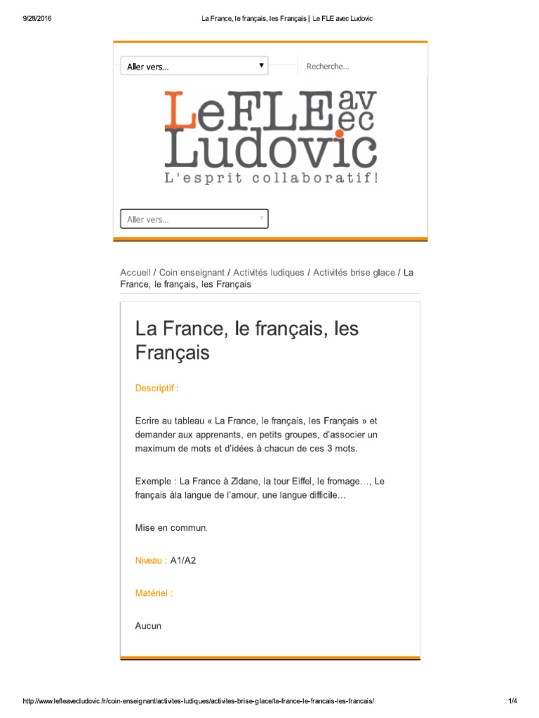La France, Le Français, Les Français - Le FLE Avec Ludovic | PDF