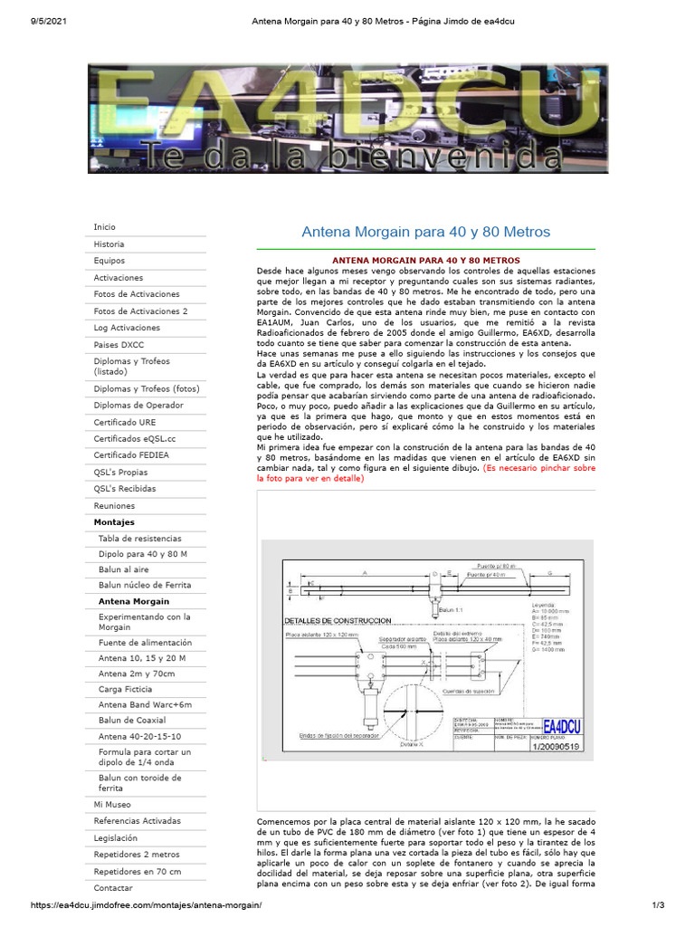Antena Morgain para 40 y 80 Metros - Ea4dcu | Descargar gratis PDF ...