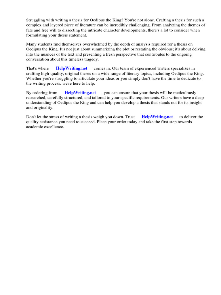 Thesis For Oedipus The King | PDF | Sophocles