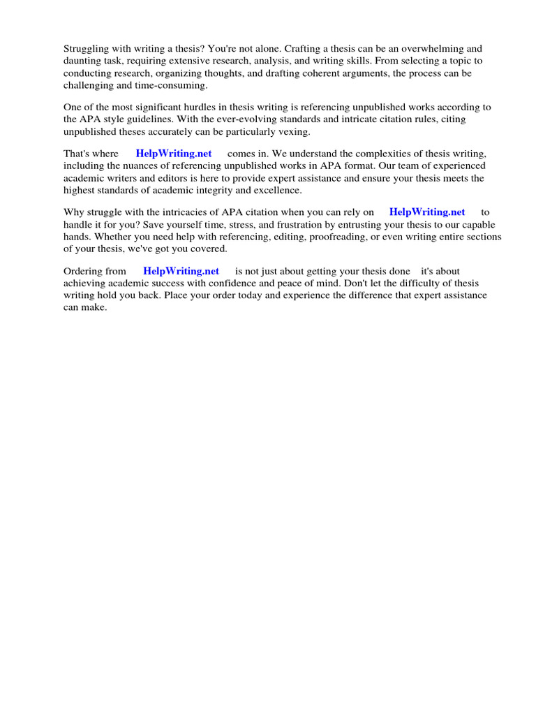 Reference Unpublished Thesis Apa | PDF | Apa Style | Citation