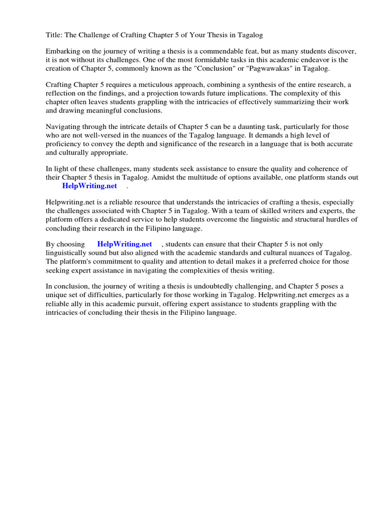 Chapter 5 Thesis Tagalog | PDF | Thesis | Essays