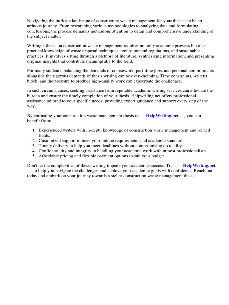 Construction Waste Management Thesis Guide | PDF | Waste Management | Waste
