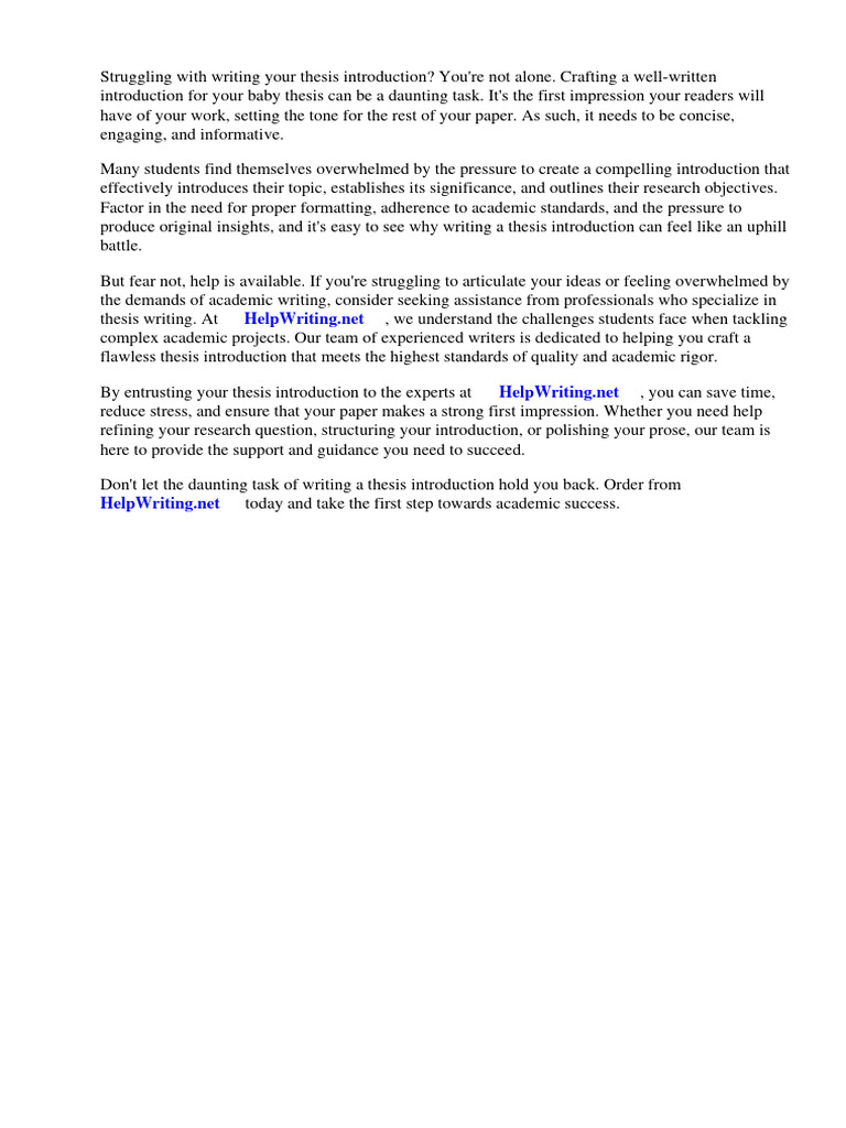 Example of Introduction Baby Thesis | PDF