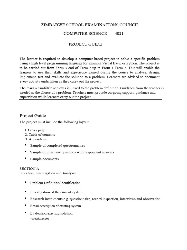 Project Guide | PDF | Specification (Technical Standard) | Sampling (Statistics)