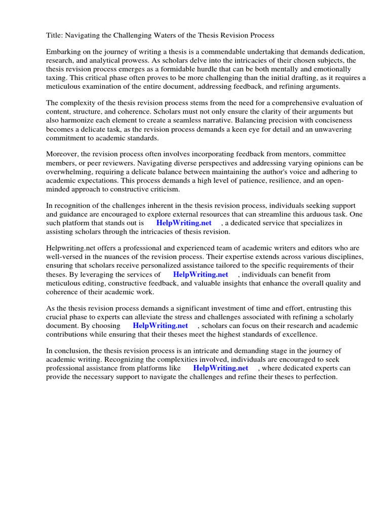 Mastering Thesis Revision Challenges | PDF | Thesis | Essays