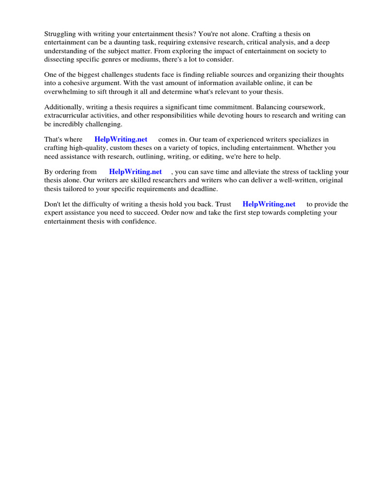 Entertainment Thesis Statement | PDF | Thesis | Essays