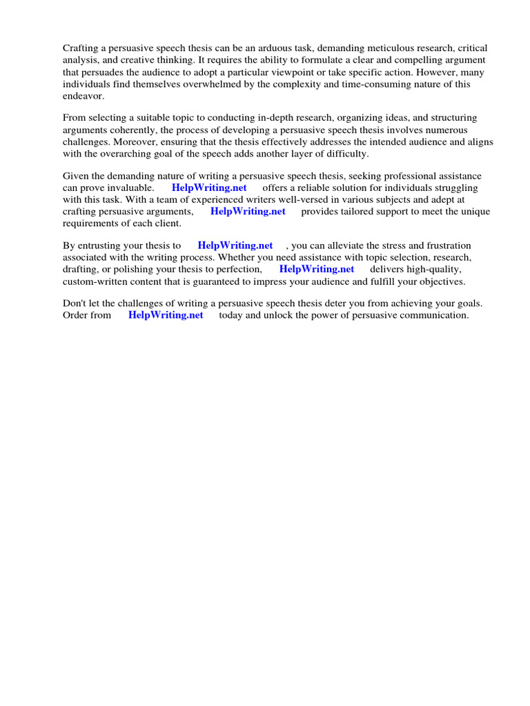 Persuasive Speech Thesis Ideas | PDF